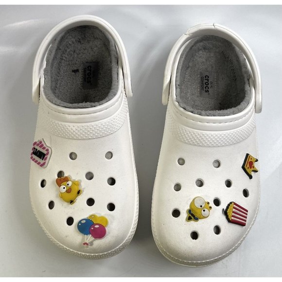 CROCS | Shoes | Crocs Dual Comfort Women Classic White Grey Fleece ...